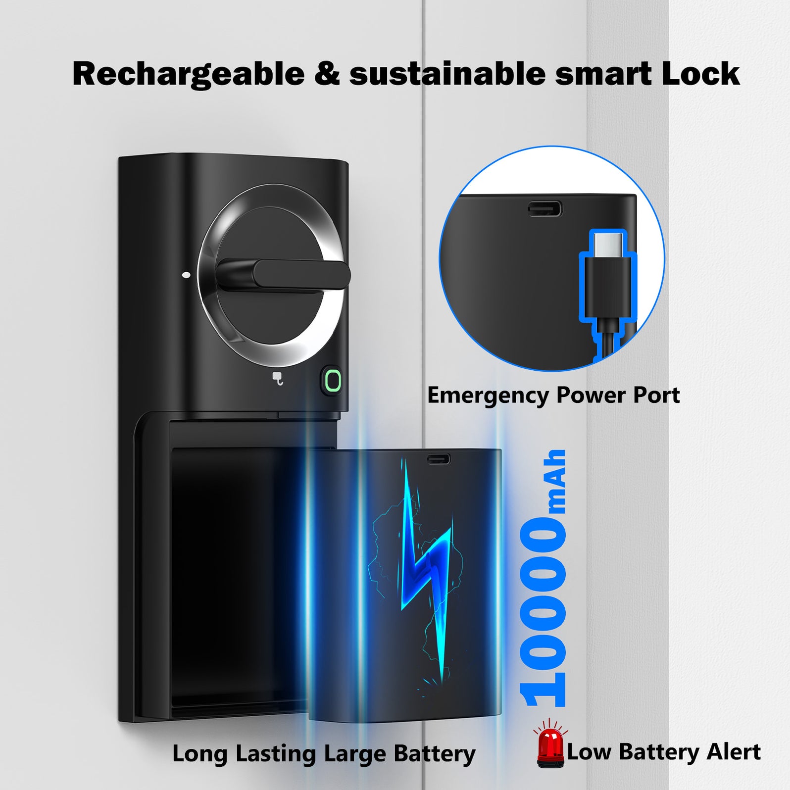 2K Video Smart Lock for Home Fingerprint Keyless Voice Control Door Lo ...