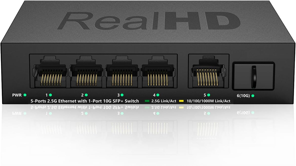 2.5GB 5 Port Network Ethernet Switch Unmanaged with 1 x 10G SFP+ Port ...
