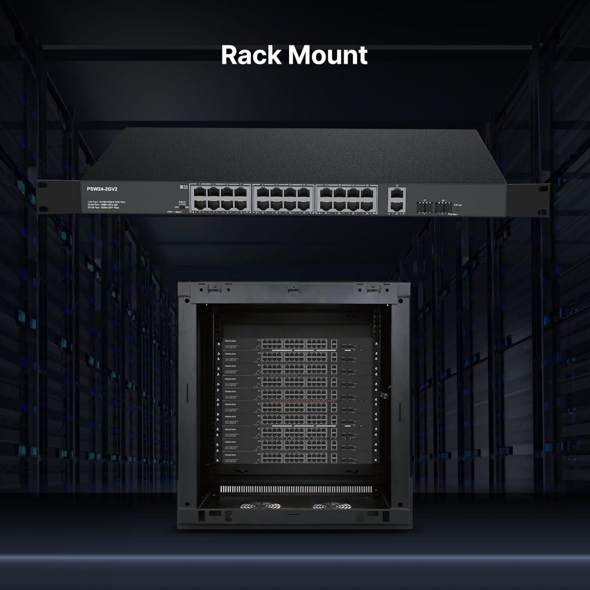 24 Port Full Gigabit Unmanaged PoE Switch with 2 Gigabit ethernet upli ...