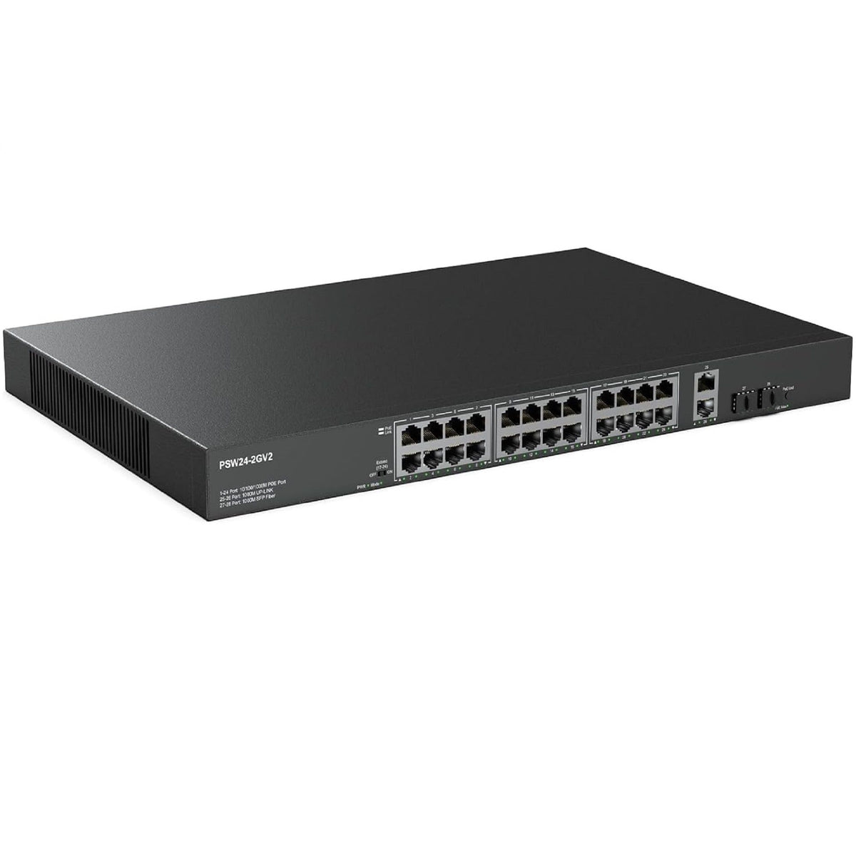 24 Port Full Gigabit Unmanaged PoE Switch with 2 Gigabit ethernet upli ...